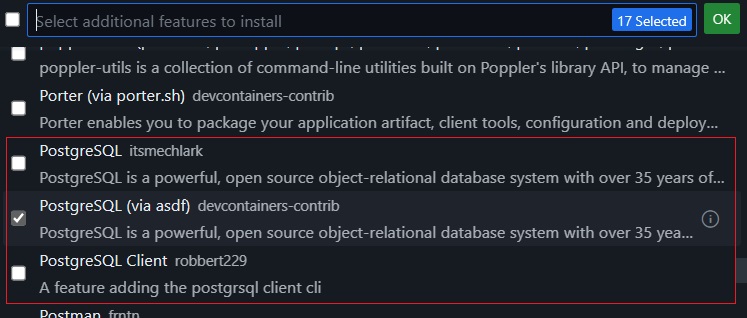 Add PostgreSQL to Codespace